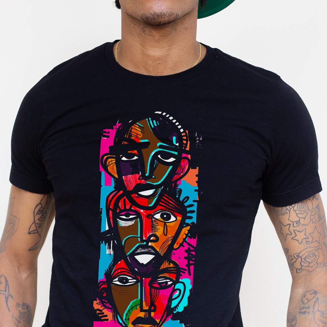 Abstract Men Shirt Brown Skin Afrocentric Art Graffiti Style Adult ...