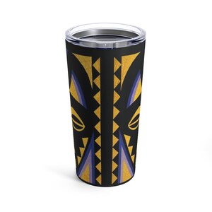 African Mask Travel Mug - Afrocentric 20oz Tumbler - Black Pride Mug ...