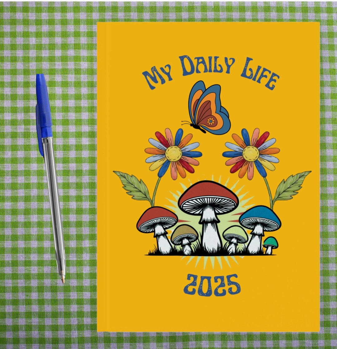 Retro Diary, Writing Journal Retro 70s Mushrooms & Flowers for 2025 ...