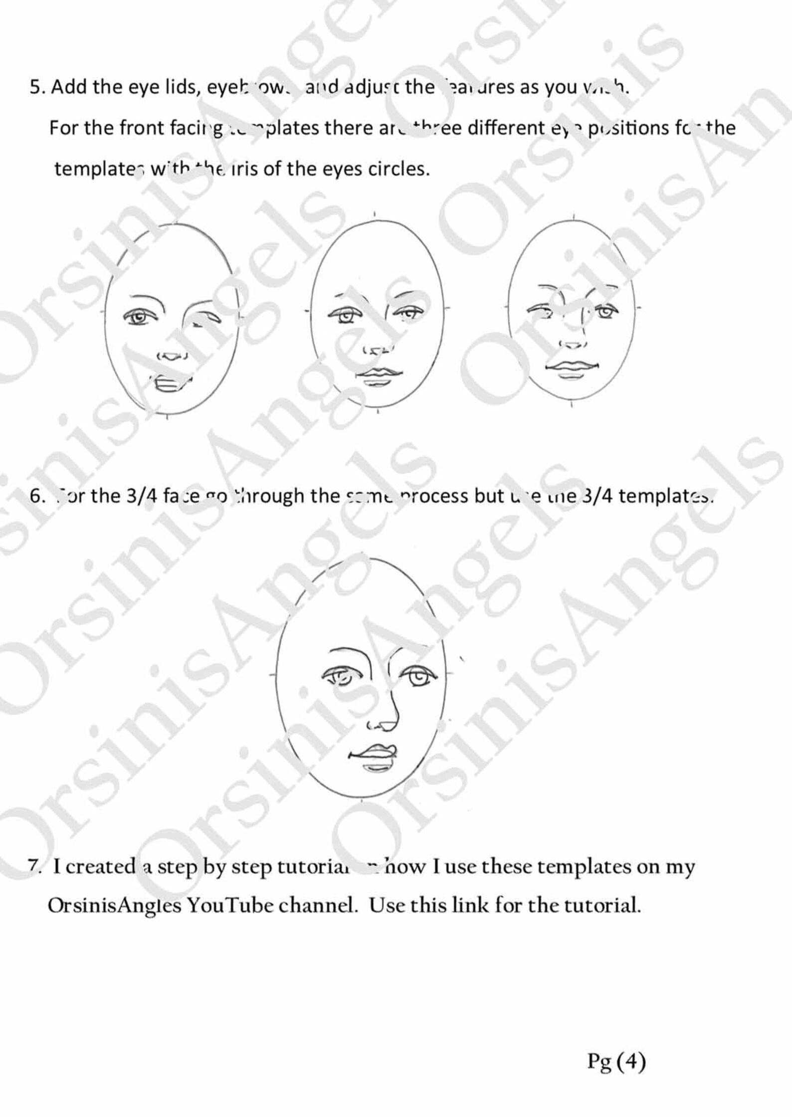 Drawing Small Faces Template Grid by Marla Niederer Digital Instant ...