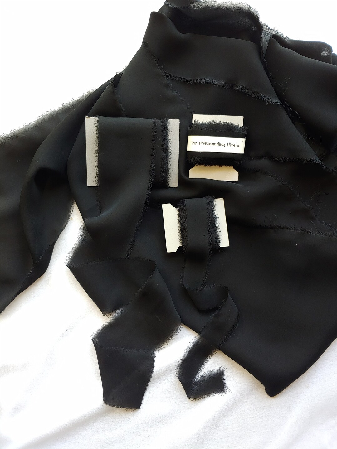 Basic Black High End Silk Chiffon Ribbon; Over 5 YARDS Long; 15 Ft 8 In ...