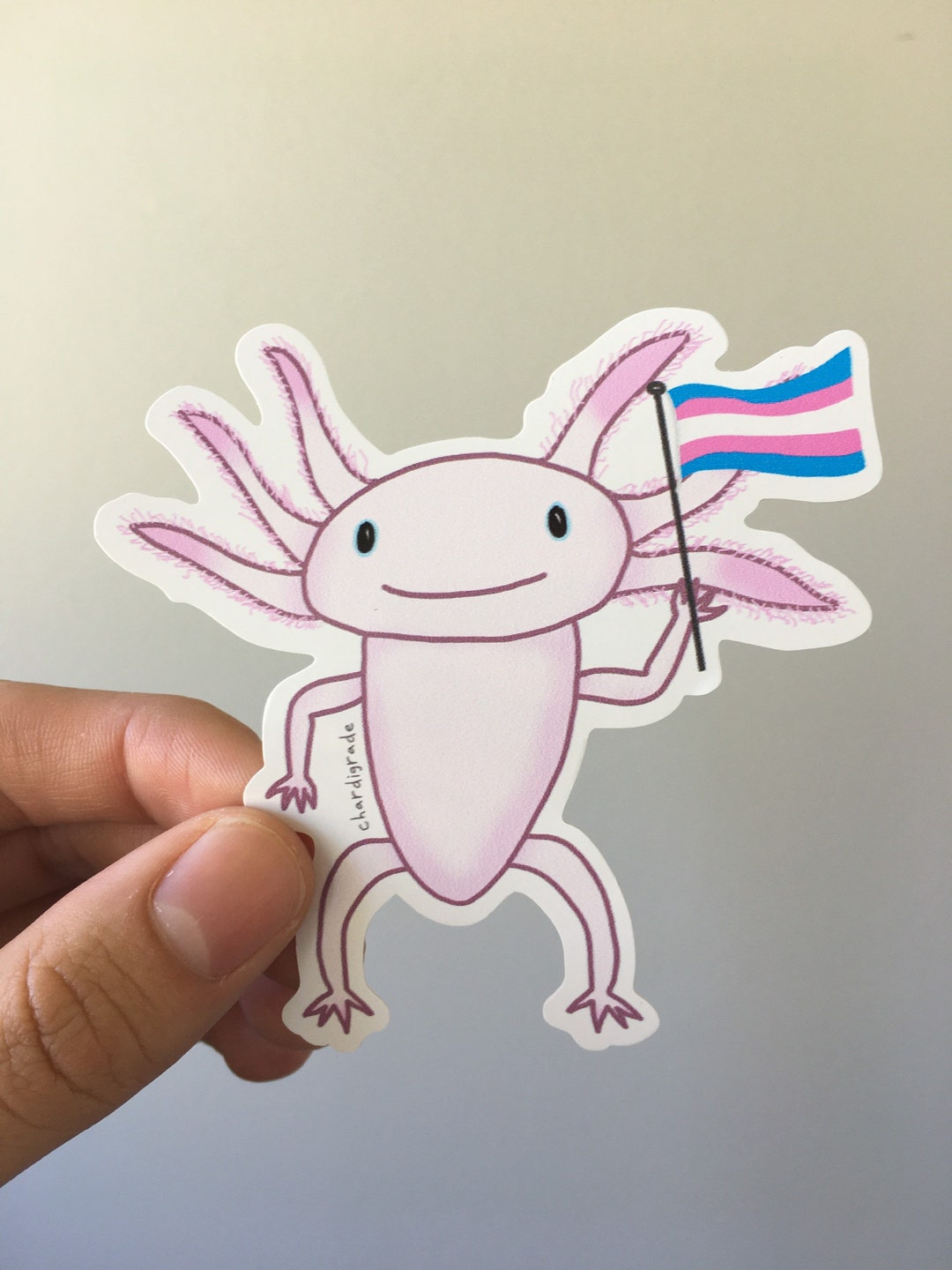 Axolotl Waving Trans Flag Sticker - Etsy