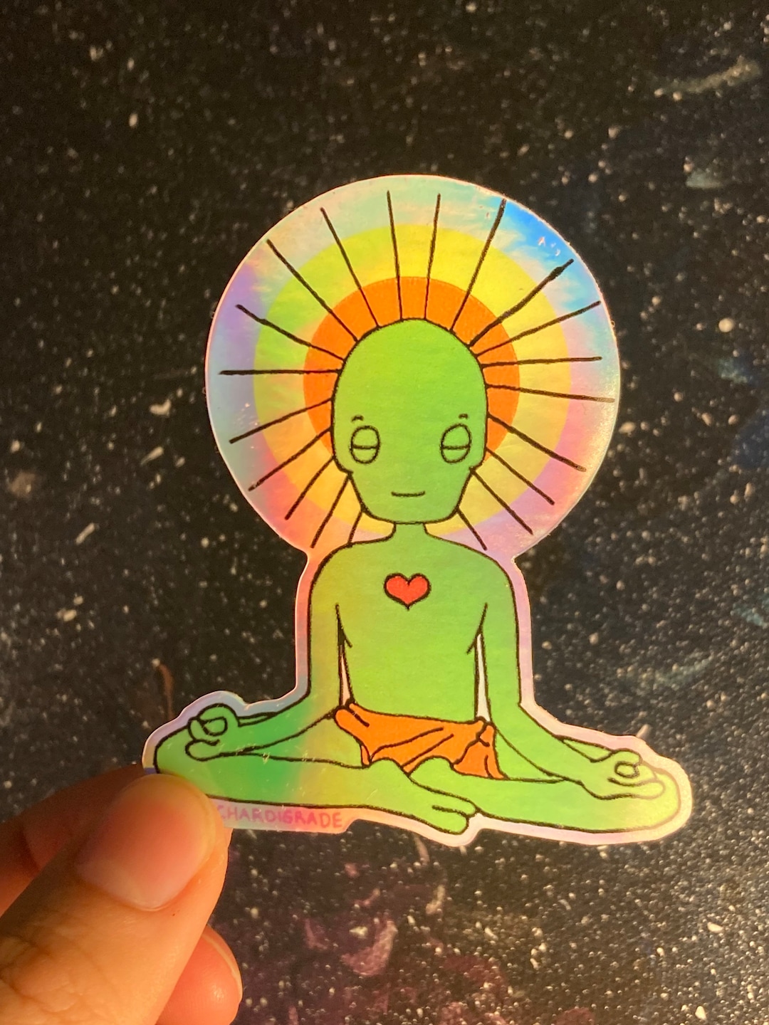 Alien Meditating Sticker Holographic - Etsy
