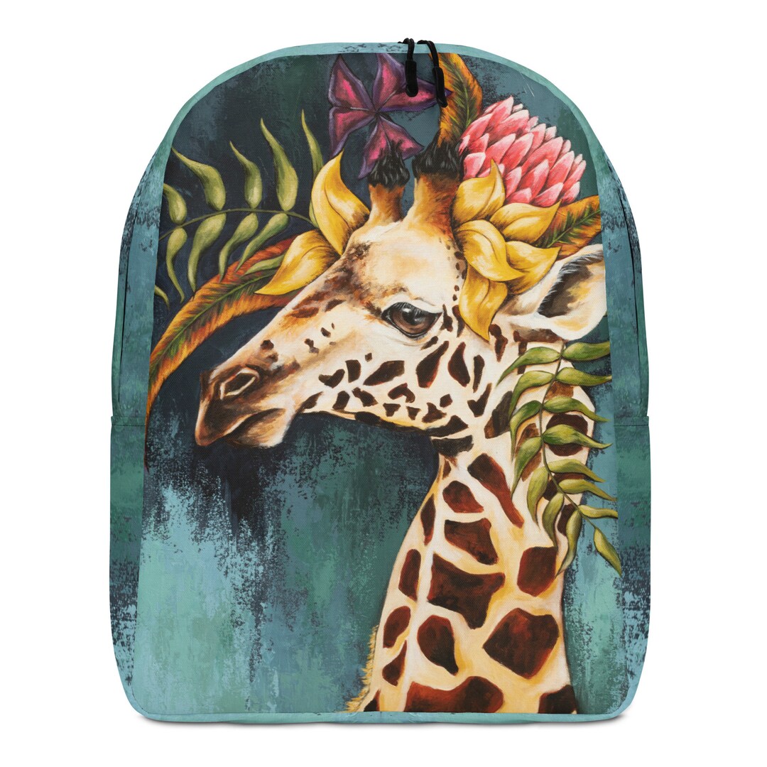 Giraffe Minimalist Backpack Moody Giraffe Backpack Floral - Etsy