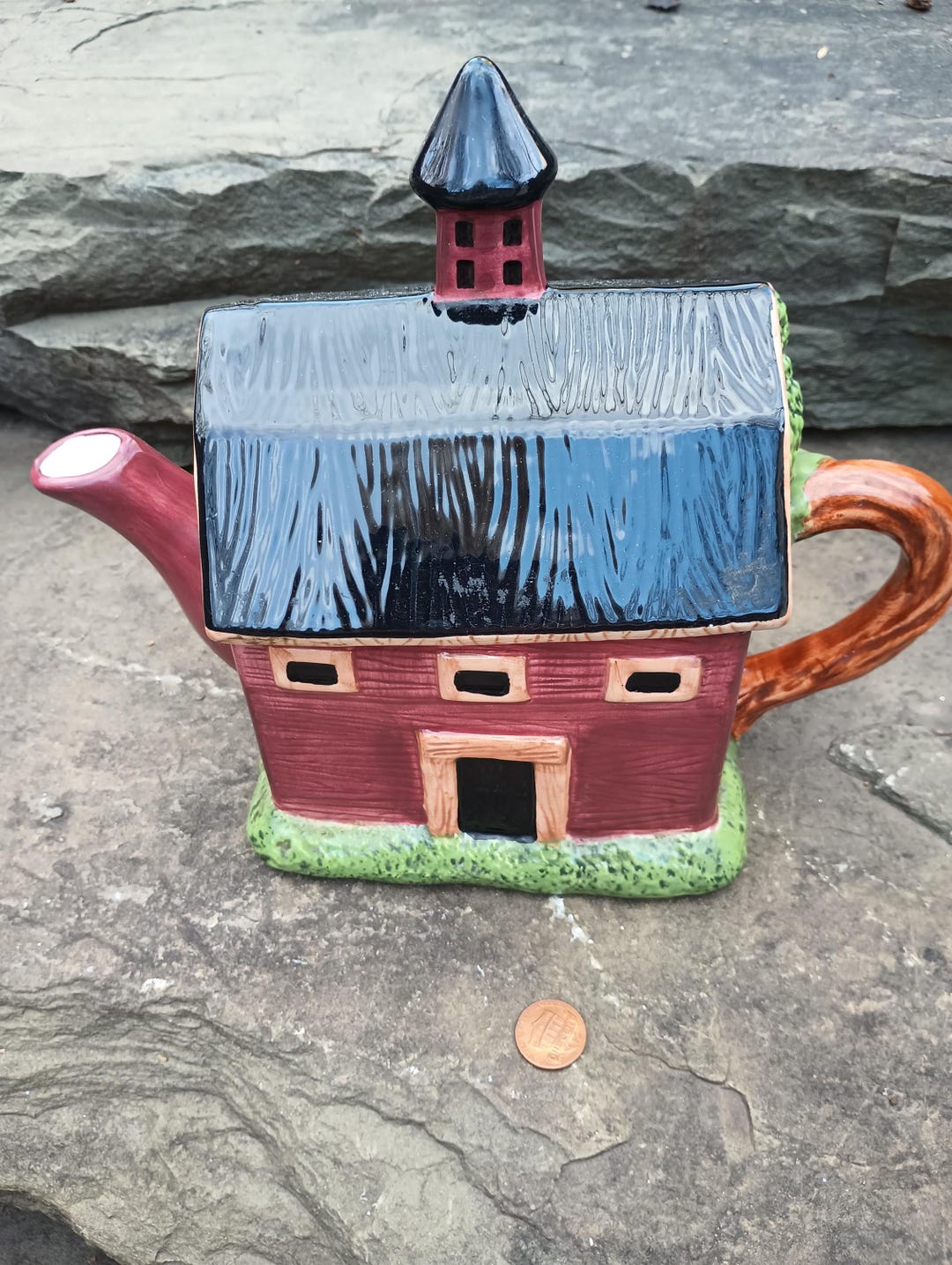 Vintage Sakura Warren Kimble Red Barn Teapot, 4 Cup, Country Home ...