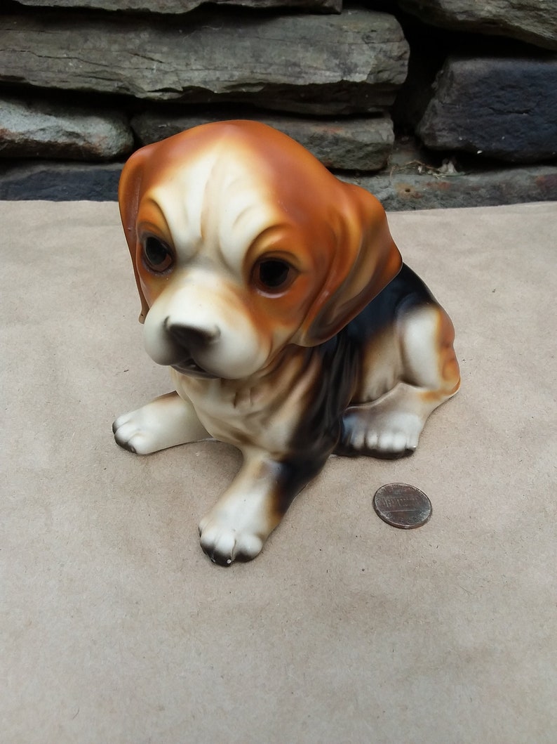 Vintage Beagle Dog Figurine Japan Porcelain Hand Painted Ceramic Puppy ...