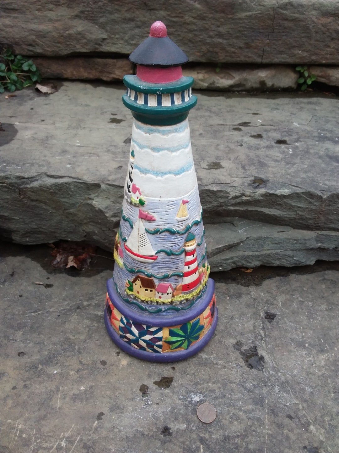 Vintage Cast Iron Lighthouse Doorstop by Heartwood Creek Jim Shore, Colorful Lighthouse Beach ...