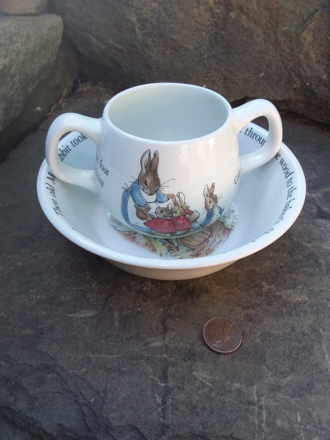 Vintage Wedgewood Beatrix Potter Peter Rabbit Child's 2 Piece Dish Set ...
