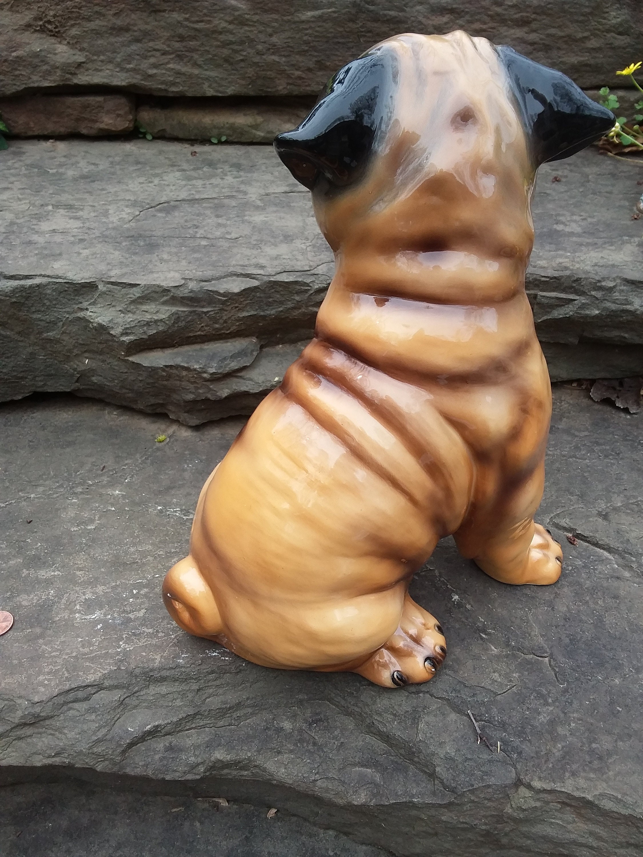 Vintage Large Ceramic Pug Dog Figurine Made and Hand Painted - Etsy