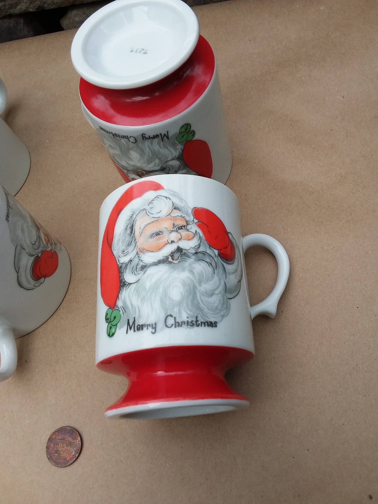 Vintage Lefton Footed Santa Merry Christmas Cups or Mugs Set - Etsy