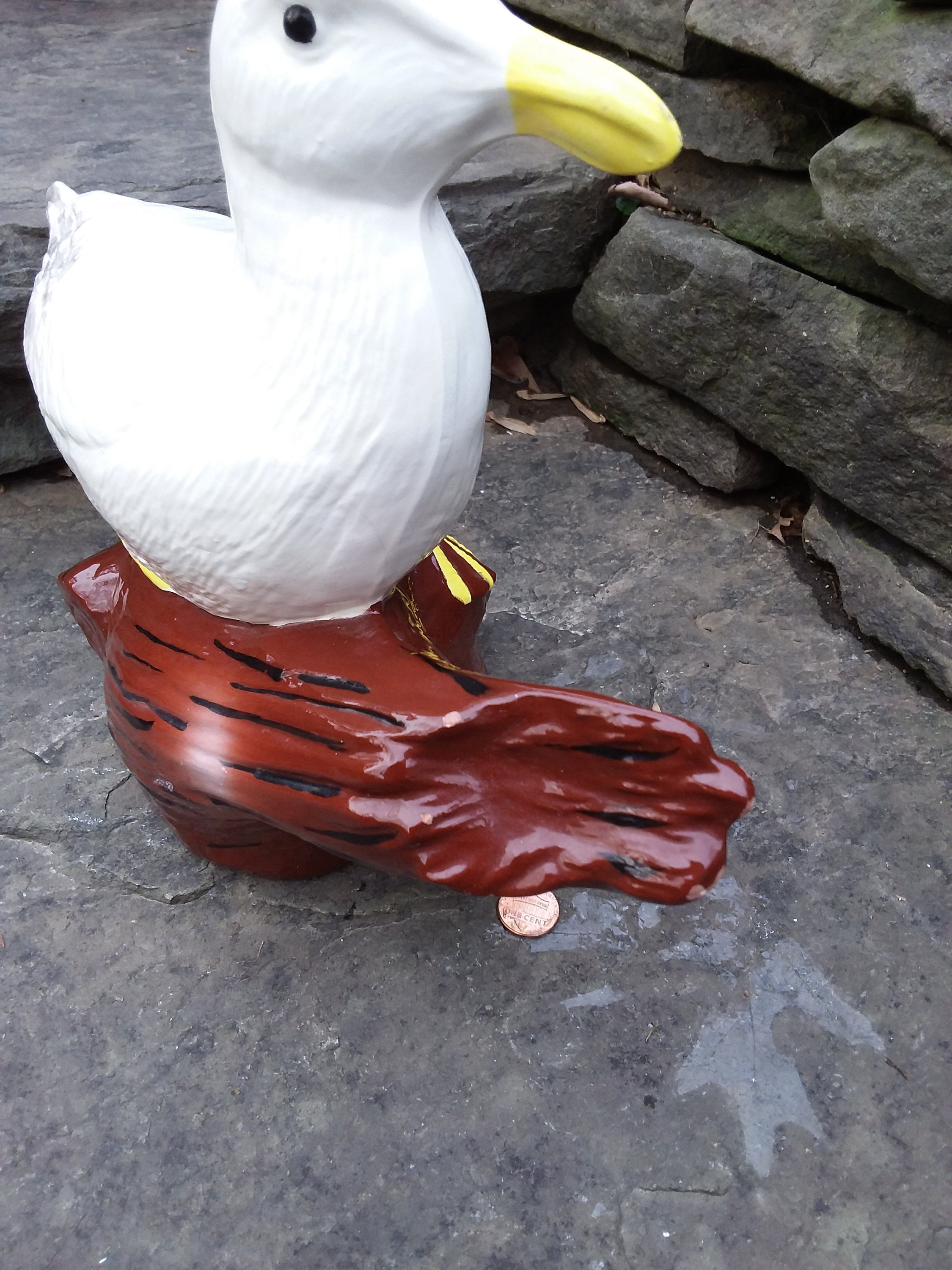 Vintage Large Ceramic Seagull on Driftwood Figurine Seagull | Etsy
