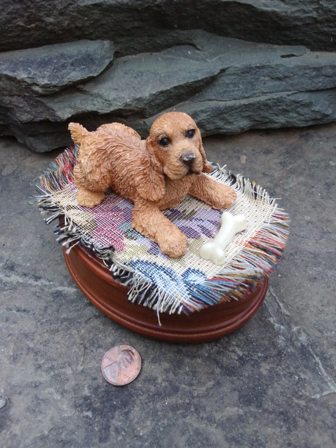 Vintage Buff Cocker Spaniel Music Box Working Condition Plays ...