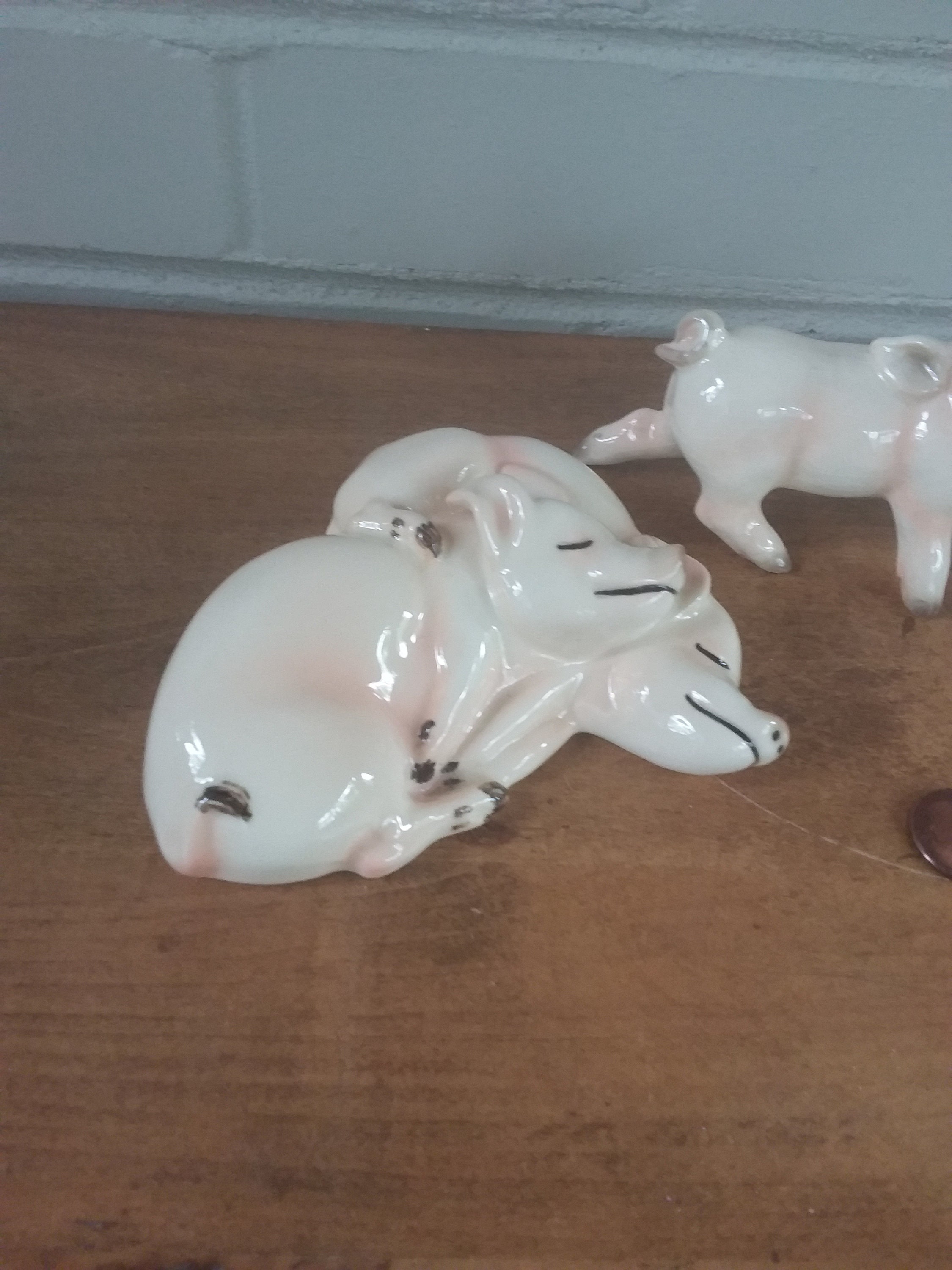 Vintage Goebel Porcelain Pigs Sleeping and Happy Piglet - Etsy