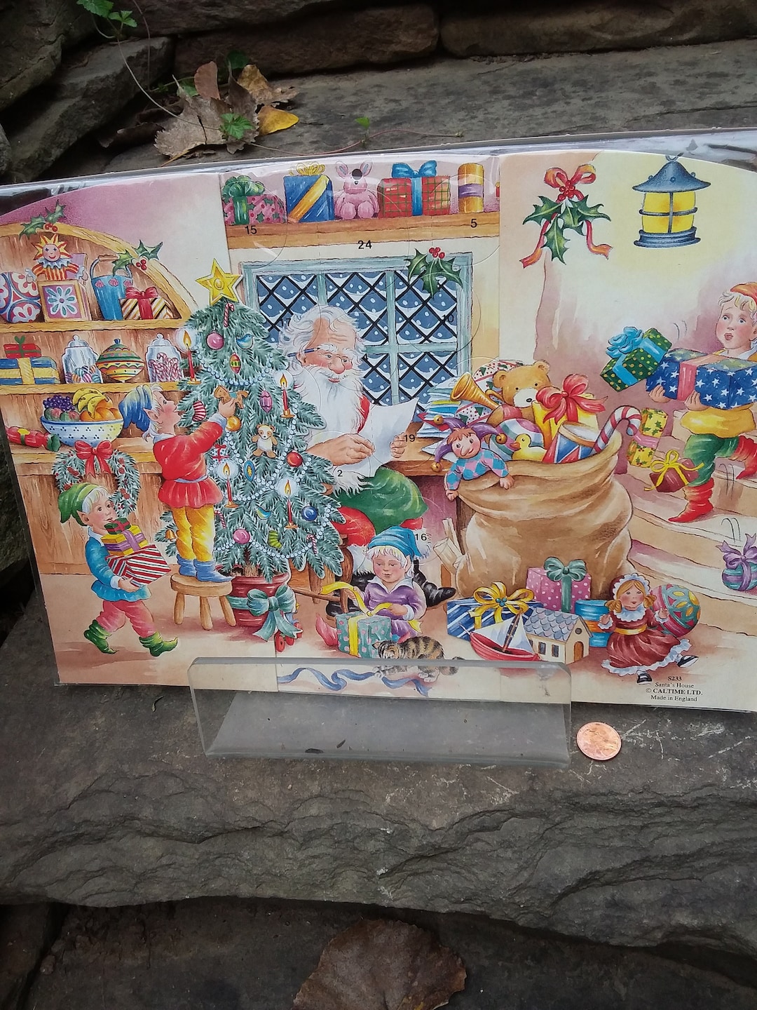 Vintage Caltime Santa's House Foldout Advent Calendar Featuring Santa ...