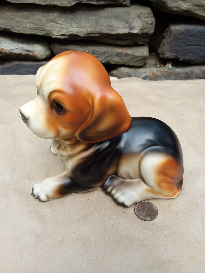 Vintage Beagle Dog Figurine Japan Porcelain Hand Painted Ceramic Puppy ...