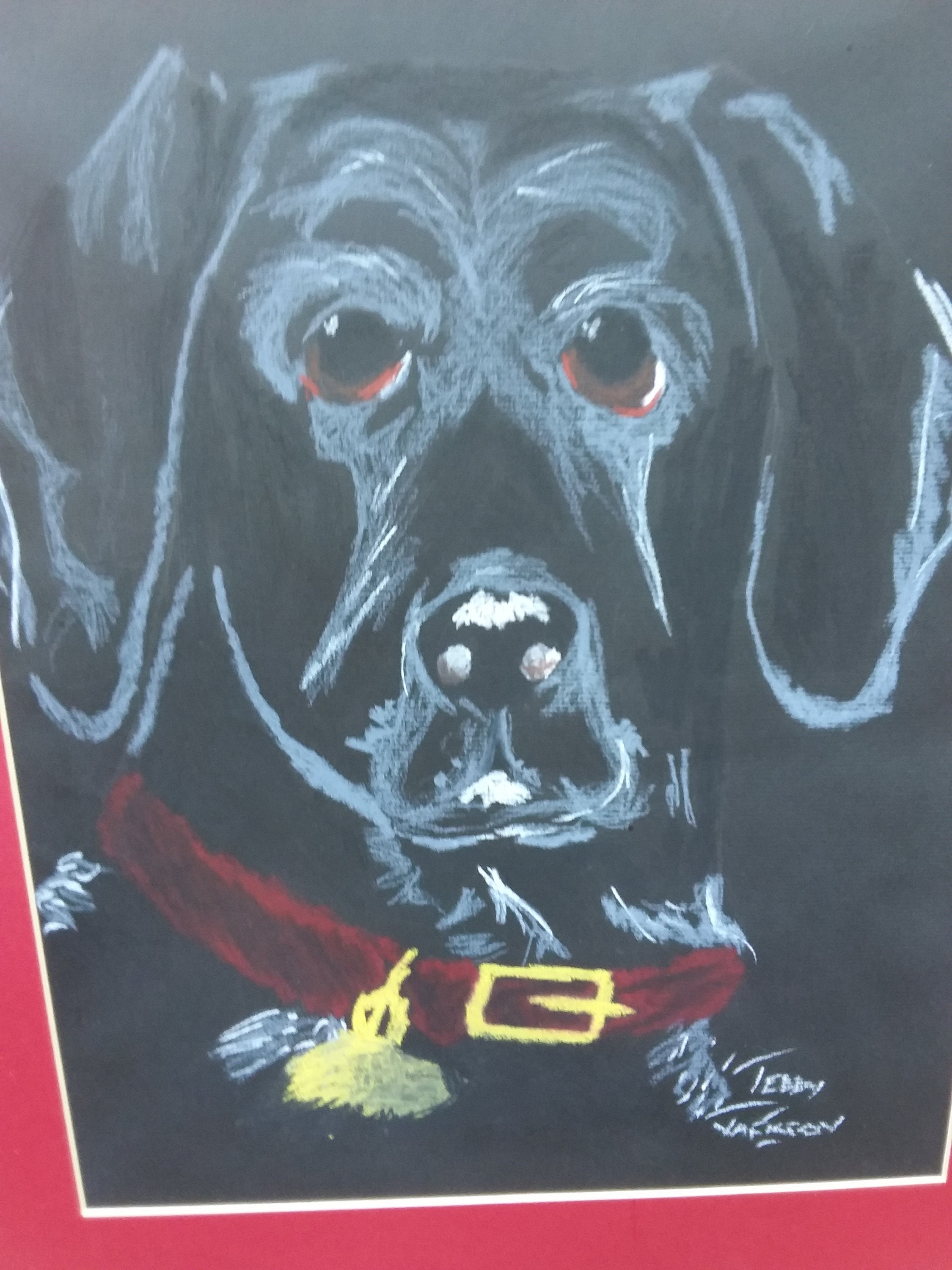 Vintage Black Labrador Pastel Art Signed 1990s - Etsy