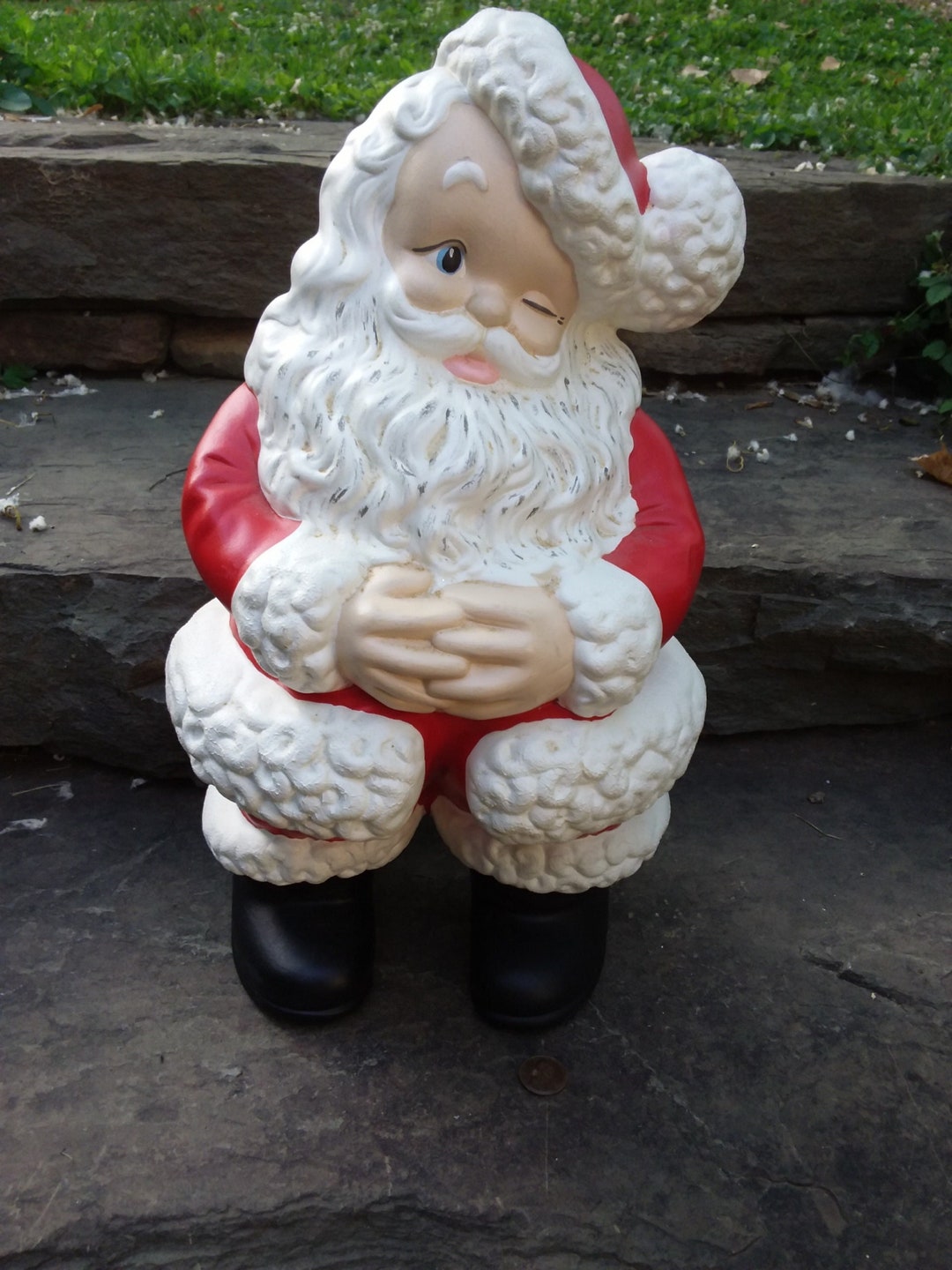 Vintage Large Ceramic Winking Santa, Hand Painted From Mold, 1970s - Etsy