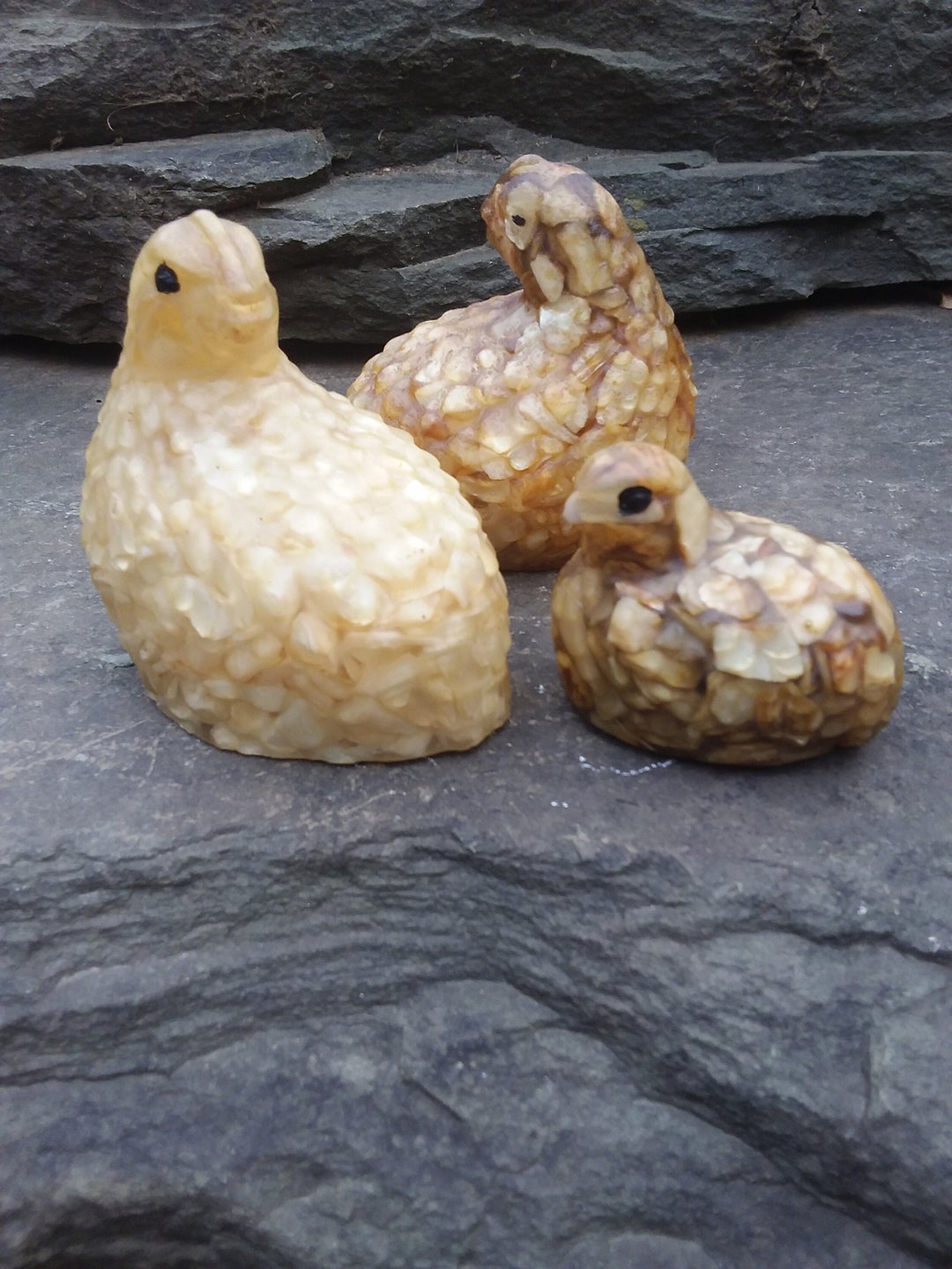 Vintage Mother of Pearl Quail Figurines, Set of 3 From Tennessee Shell ...