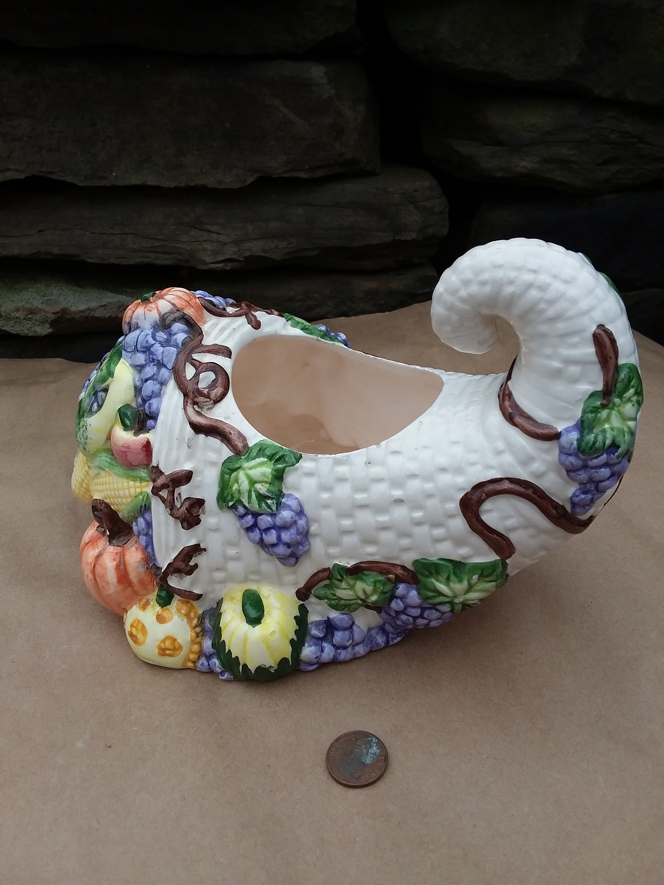 Vintage Fruit & Vine Cornucopia Planter Ceramic by New Holland - Etsy