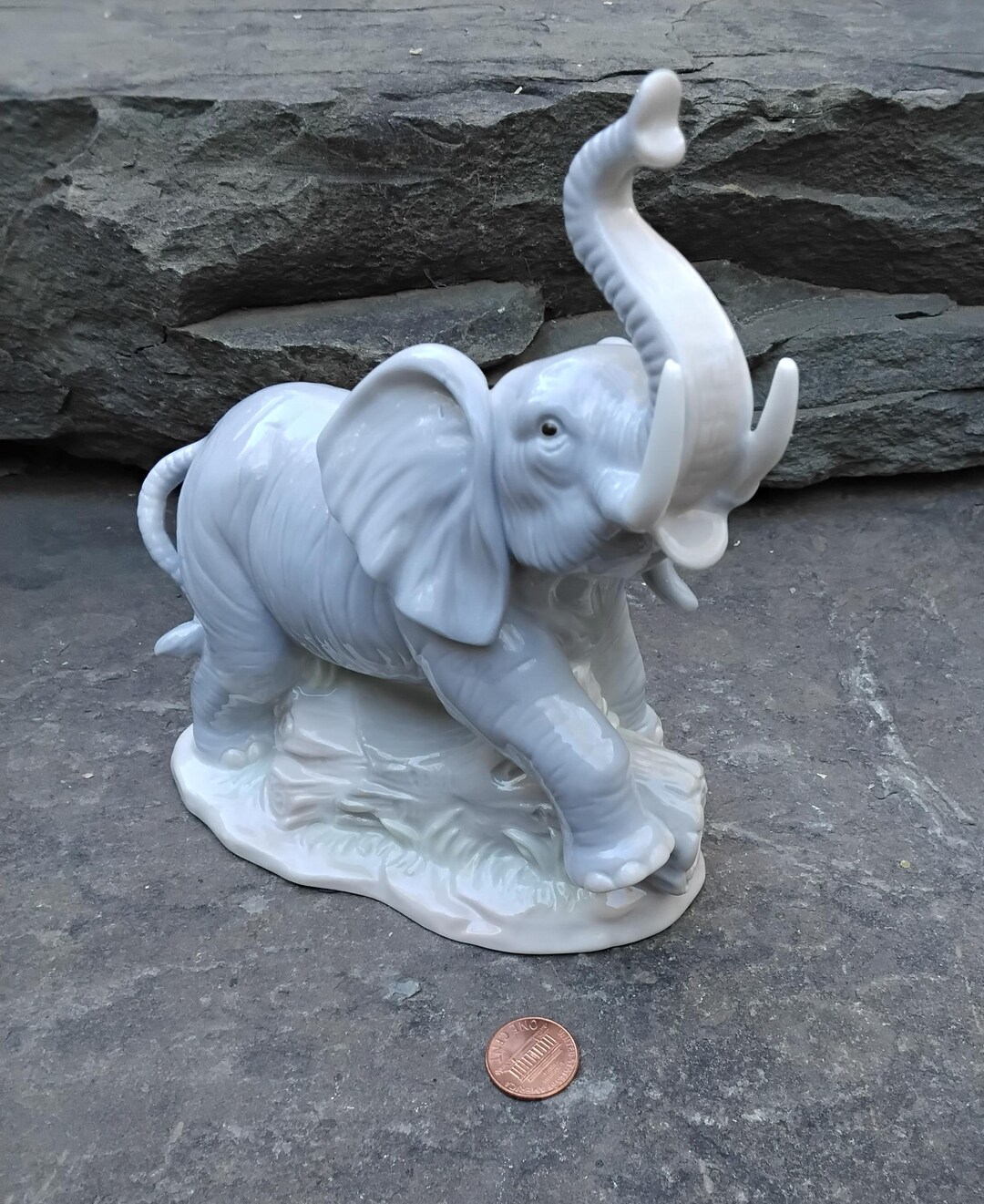 Vintage Ceramic George Gaylord Elephant With Trunk up Figurine, 1990s ...