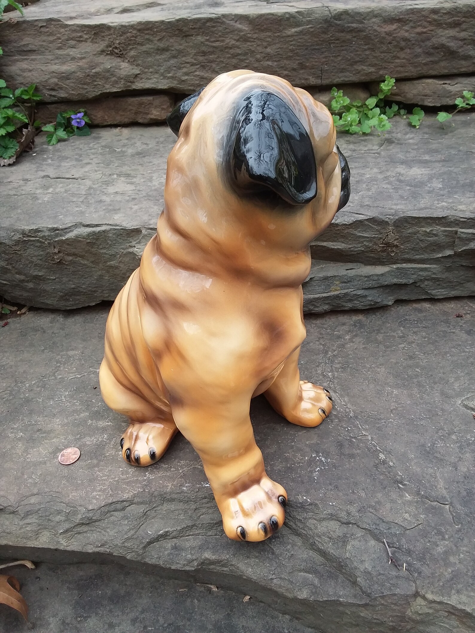 Vintage Large Ceramic Pug Dog Figurine Made and Hand Painted - Etsy
