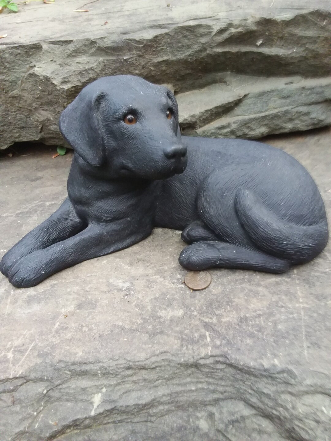 Vintage Black Labrador Dog With Glass Eyes Figurine, Sandicast Sandra ...