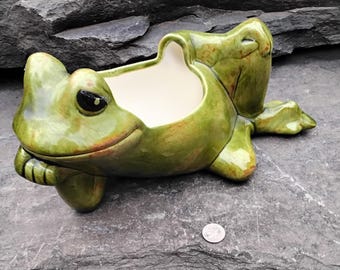 Vintage Frog Planter With Frogs Planter With Frog Ceramic Planter With ...