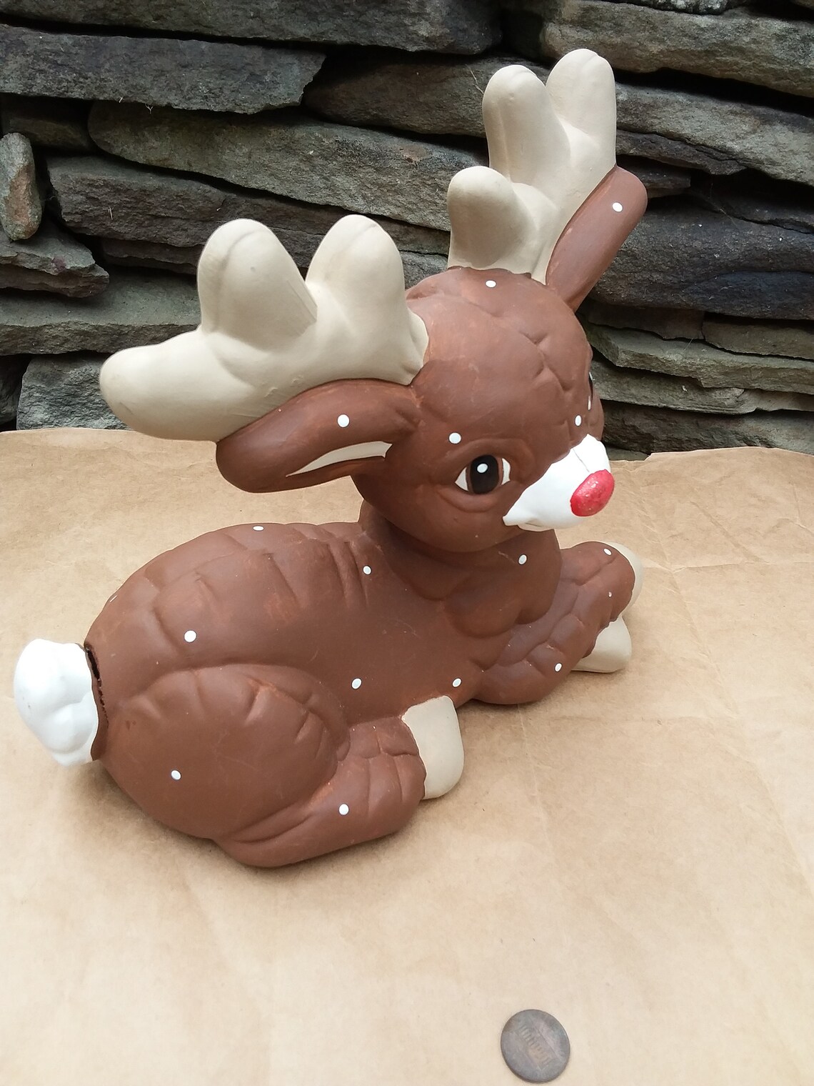 Vintage Ceramic Large Rudolph the Red-nosed Reindeer Reindeer - Etsy