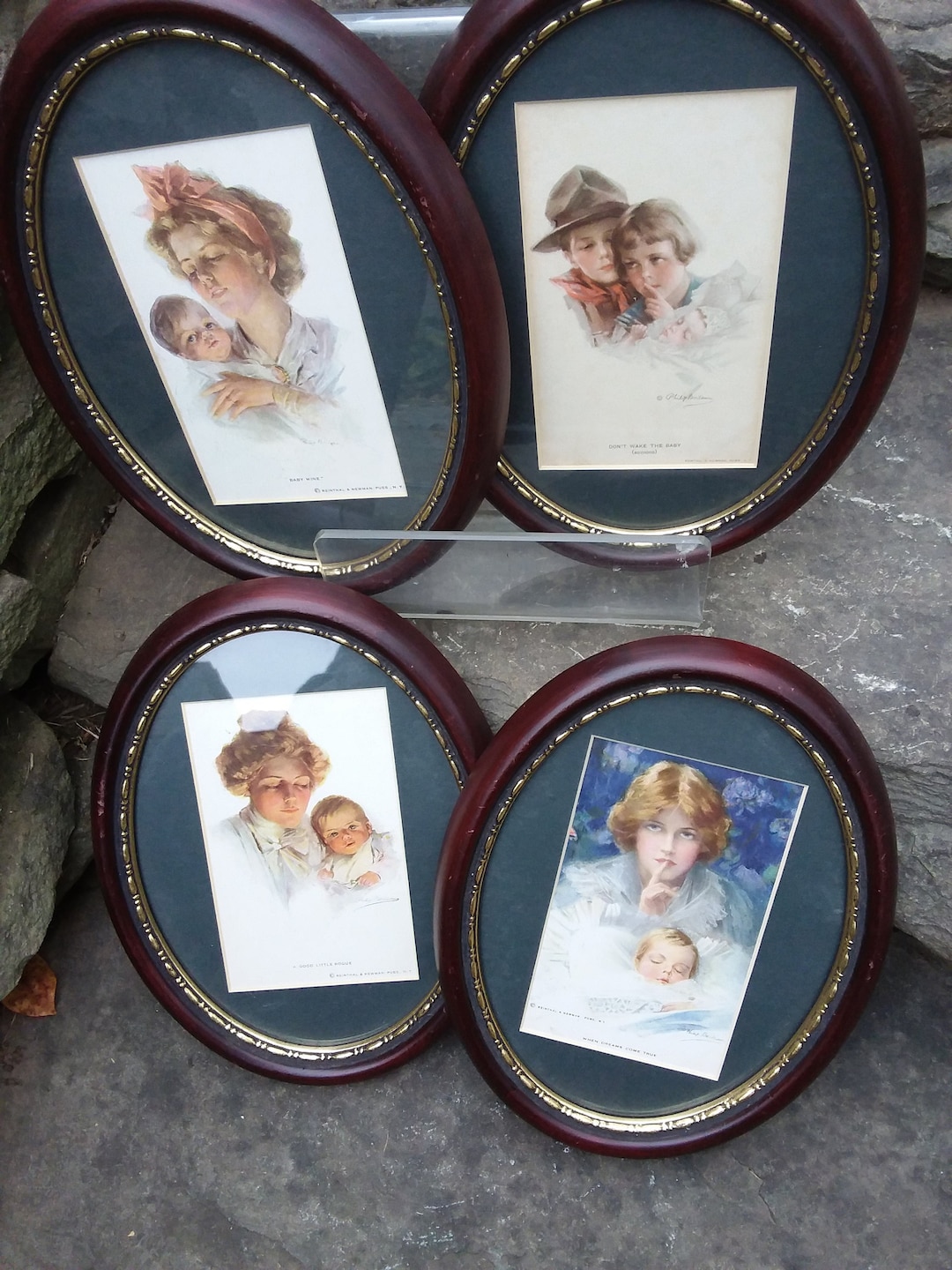 Vintage Oval Framed Philip Boileau Postcard Size Art, Set of 4 by ...