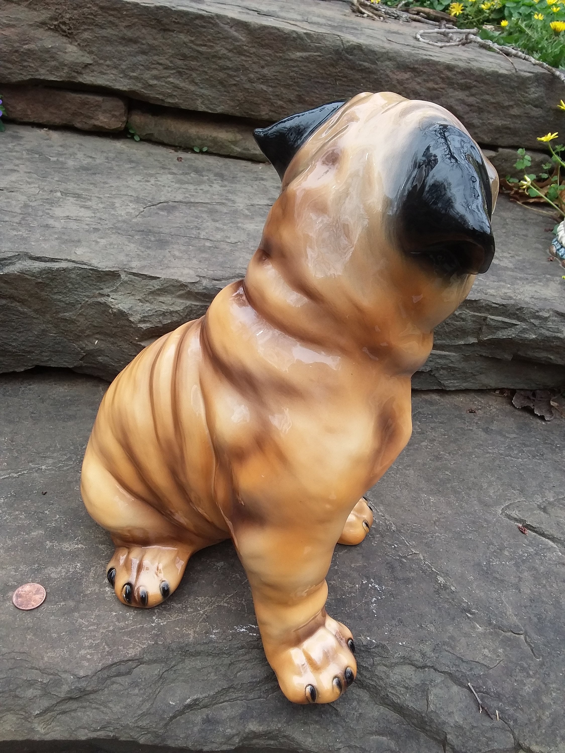 Vintage Large Ceramic Pug Dog Figurine Made and Hand Painted - Etsy