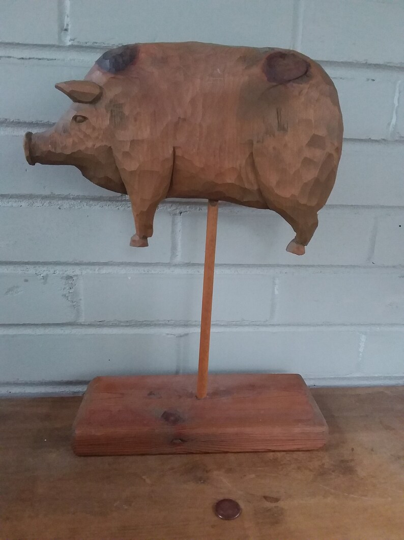 Vintage Hnadcrafted Carved Rustic Wood Pig Figurine - Etsy