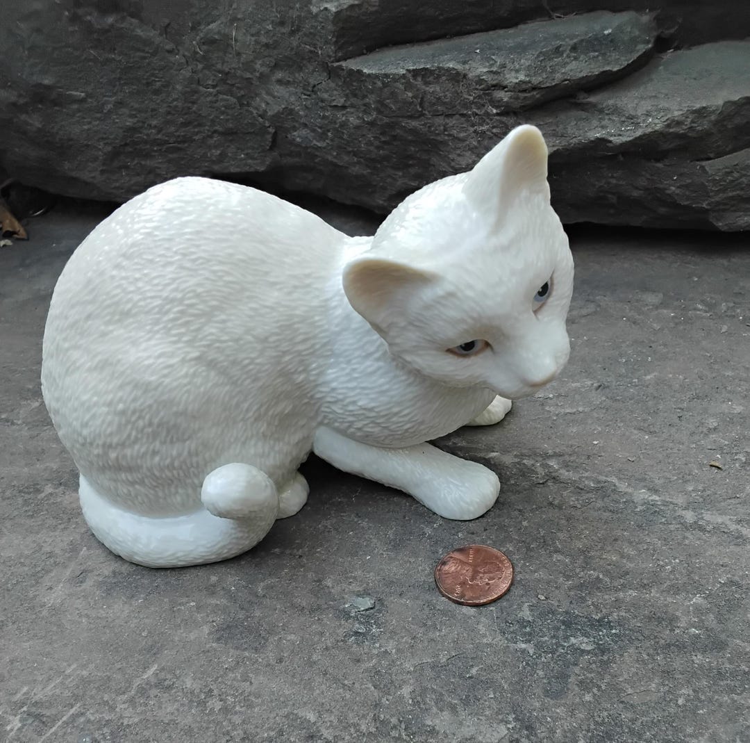 Vintage Lenox White Blue-eyed Kitty Cat "new Friends" Figurine, No Duck ...