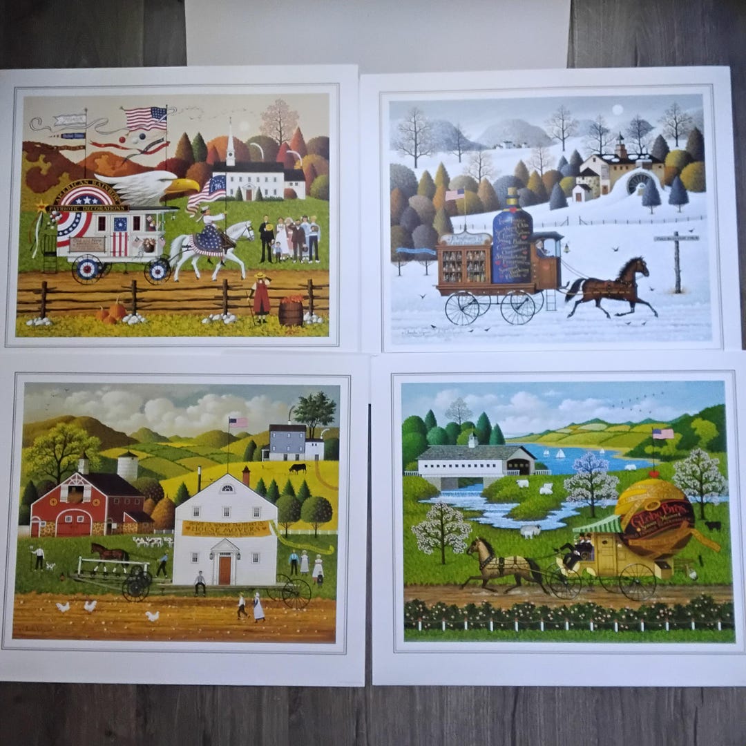 Vintage Charles Wysocki the Four Seasons Set of 4 Lithographs, Signed ...