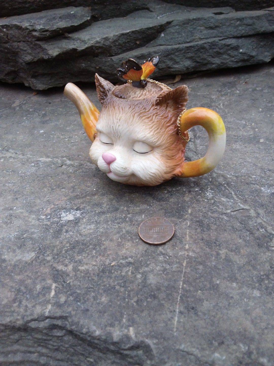 Vintage Nini Sleeping Cat Face Mini Teapot, Hand Painted - Etsy