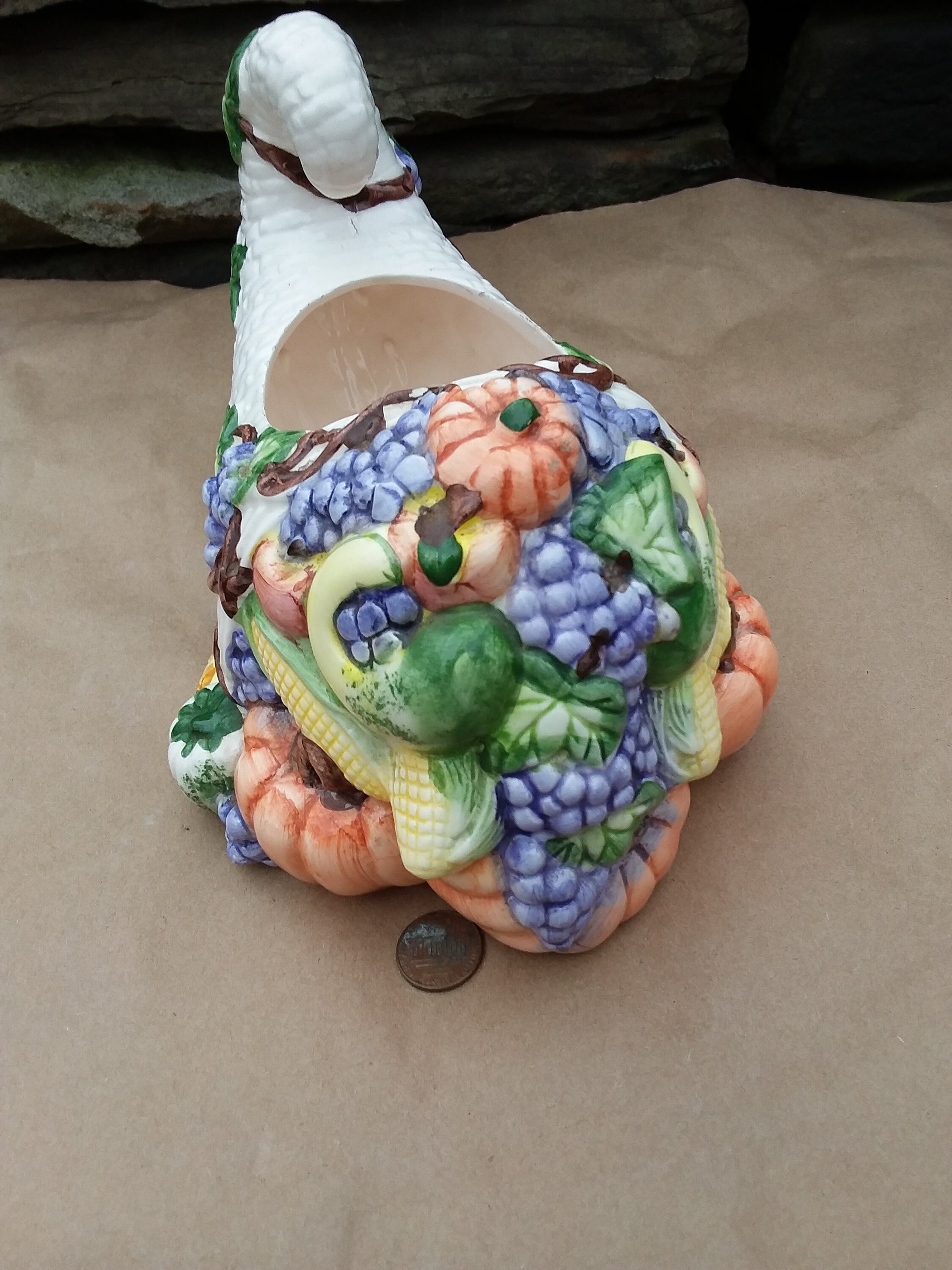 Vintage Fruit & Vine Cornucopia Planter Ceramic by New Holland - Etsy