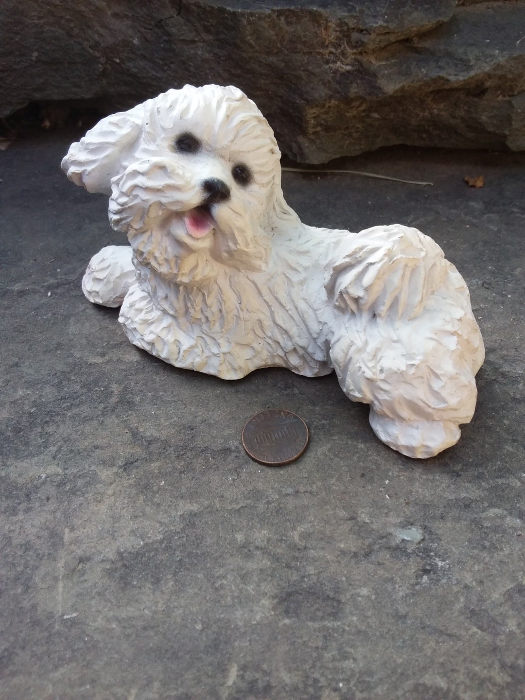 Vintage Maltese Dog Figurine, Clay Art by Ron Hevener, 1982 - Etsy