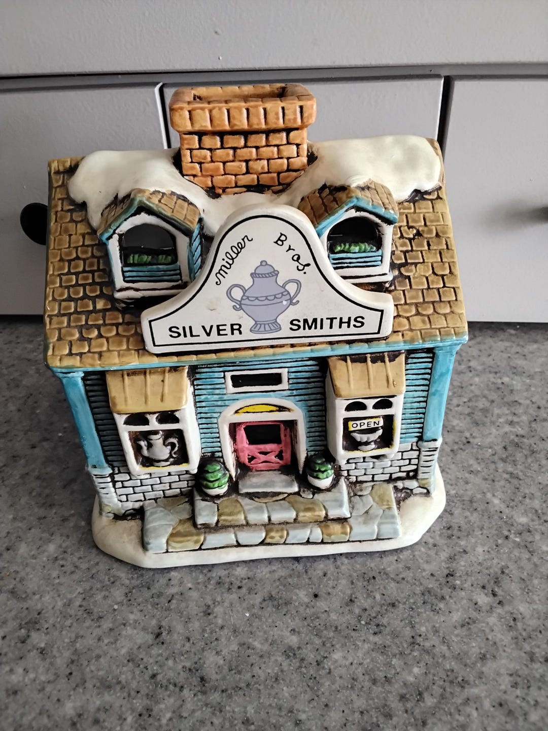 Vintage Lefton Colonial Christmas Village Miller Bros Silver Smiths ...
