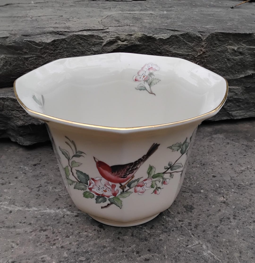 Vintage Lenox Serenade Cachepot, Lenox Fine Ivory Planter Pot Trimmed ...