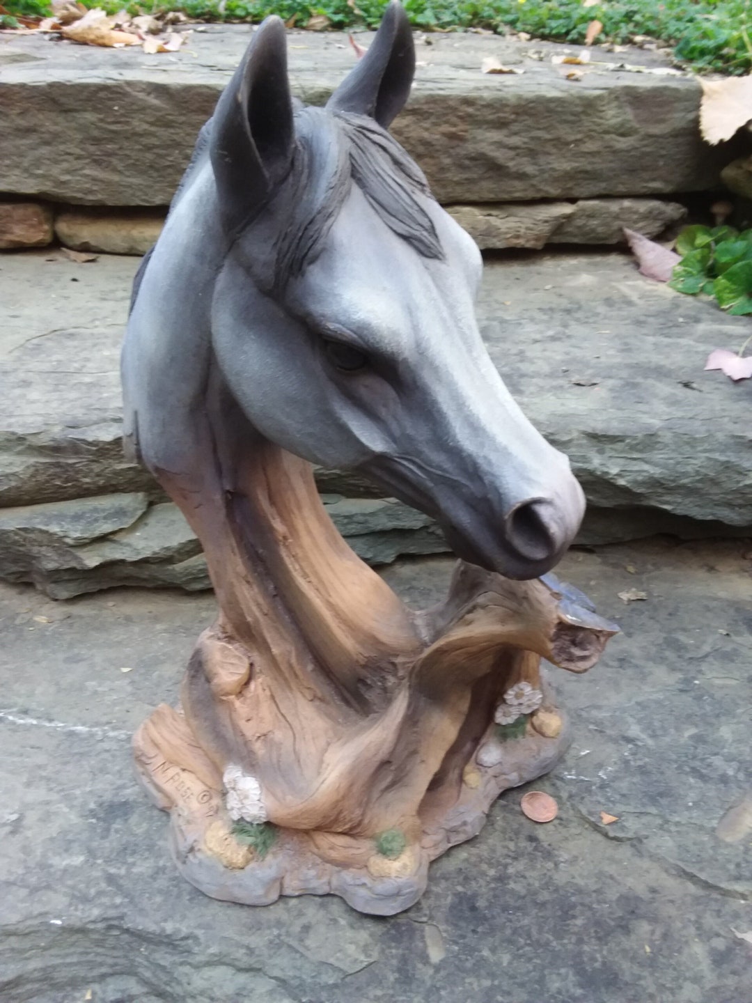 Vintage Neil J. Rose Horse Head Sculpture: Wind Dance, Gray Horse With ...