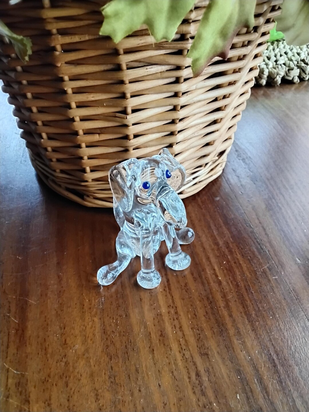 Vintage Hand Blown Clear Glass Hound Dog With Blue Eyes Figurine ...