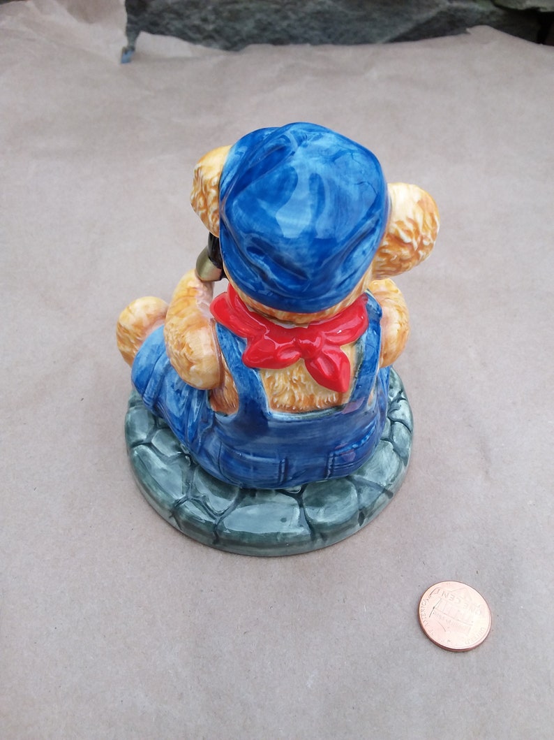 Vintage Bialosky Porcelain Teddy Bear Engineer With Toy Locamotive, Mr ...
