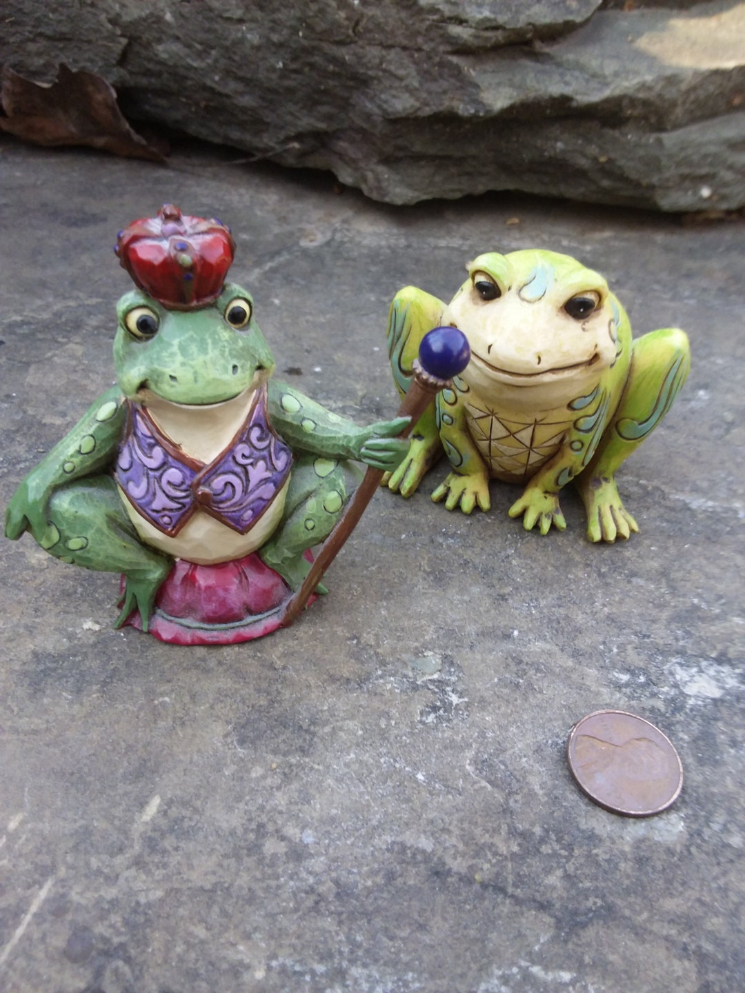 Vintage Jim Shore Mini Green Frog and Frog Prince Figurines, Heartwood ...