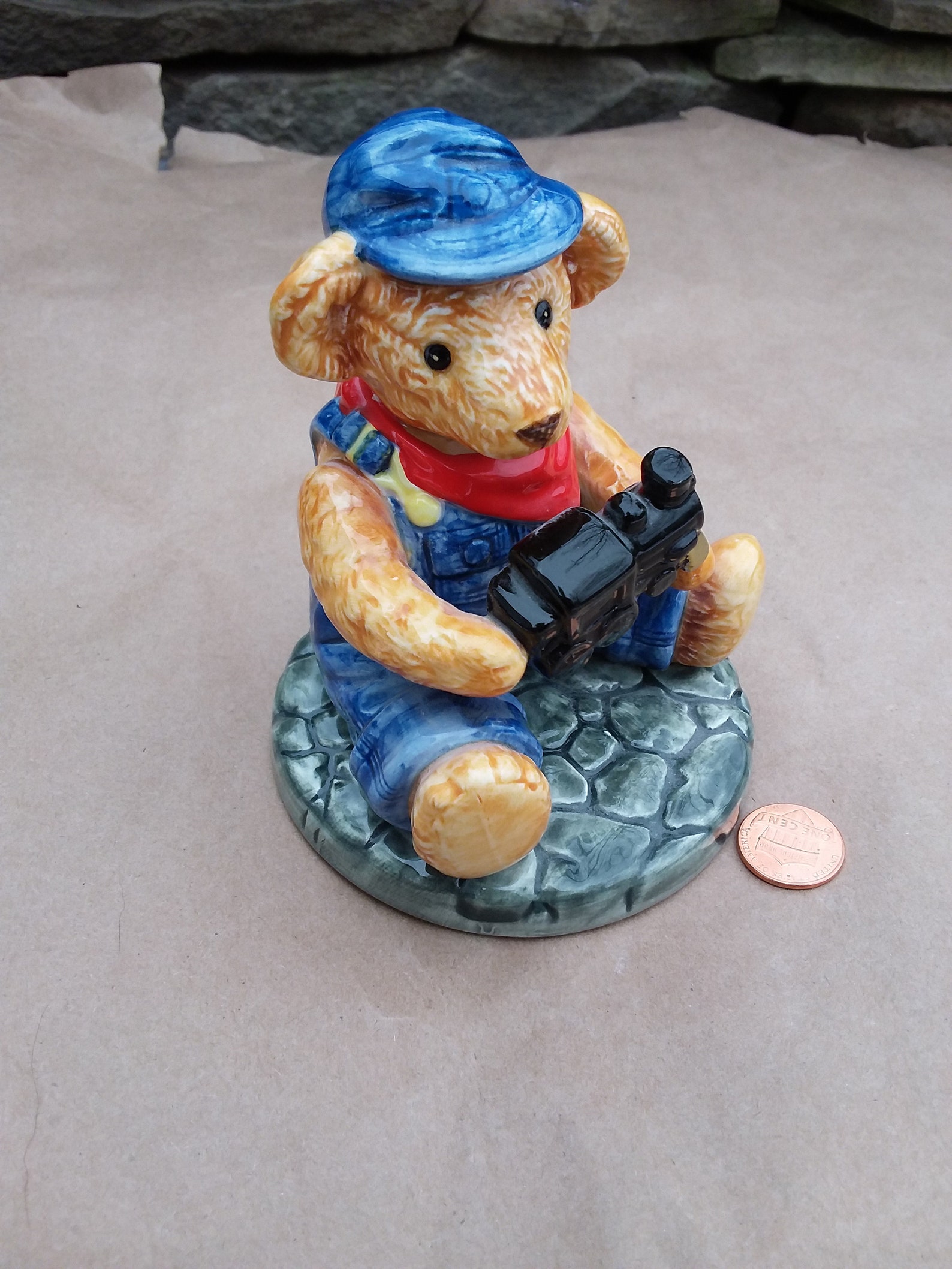 Vintage Bialosky Porcelain Teddy Bear Engineer With Toy - Etsy