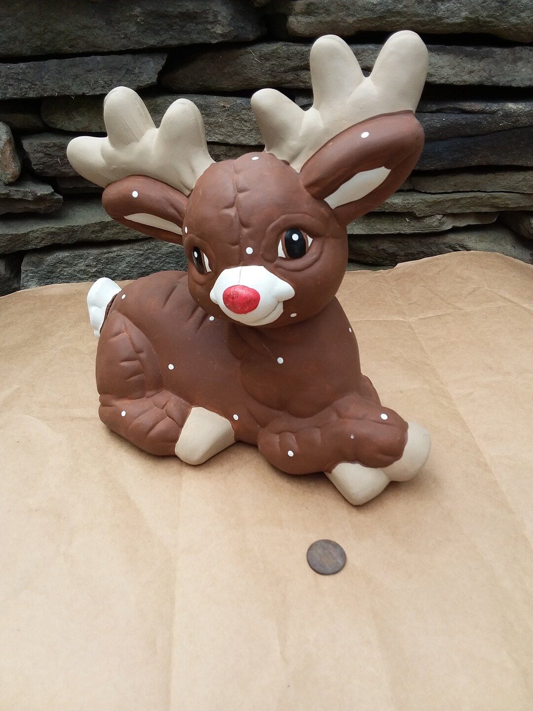 Vintage Ceramic Large Rudolph the Red-nosed Reindeer, Reindeer From ...