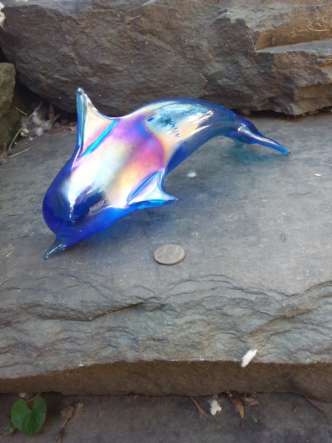 Vintage Blue Glass Dolphin Figurine Paperweight - Etsy