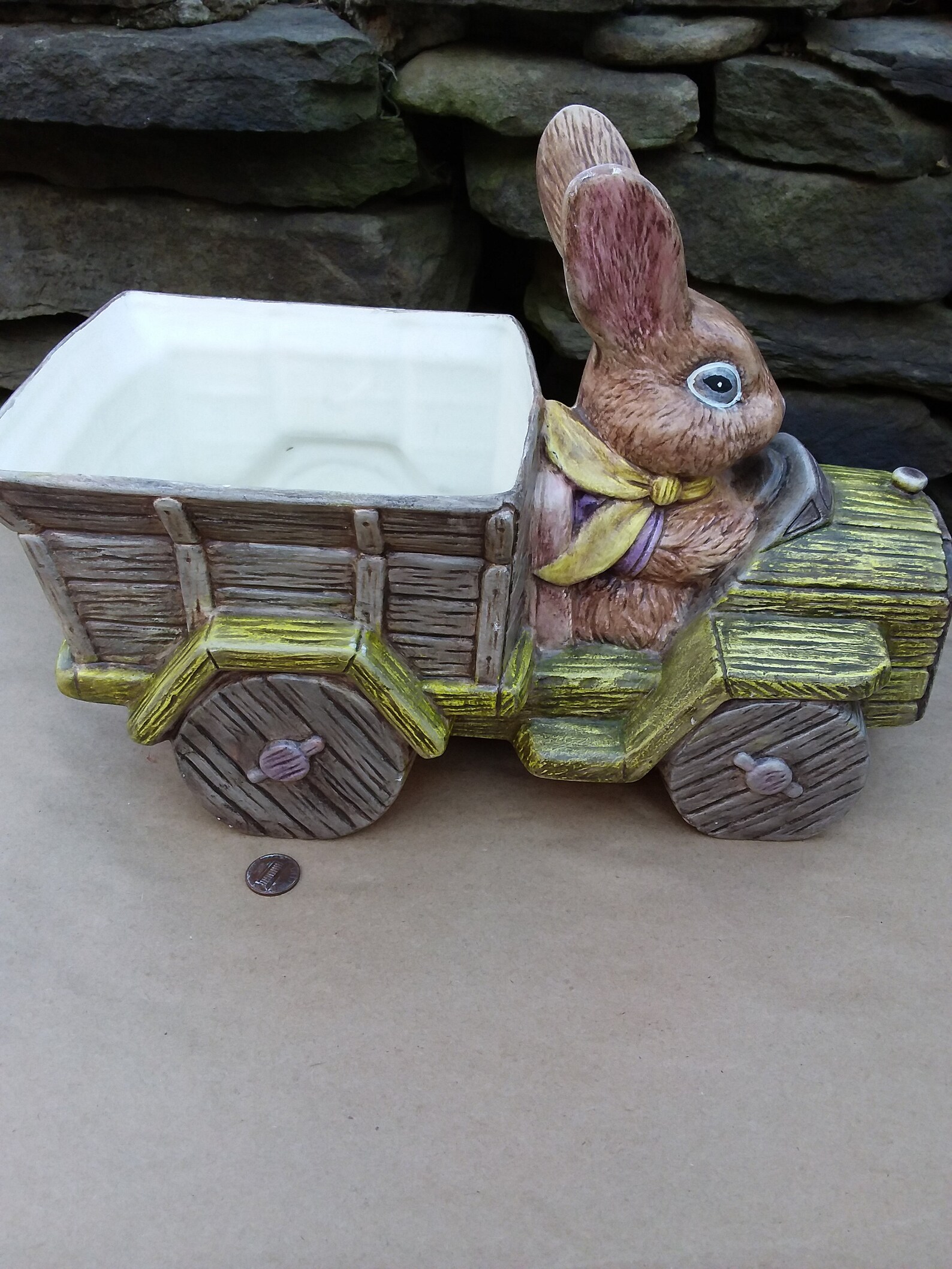 Vintage Large Ceramic Bunny Rabbit Driving Truck Candy Dish | Etsy