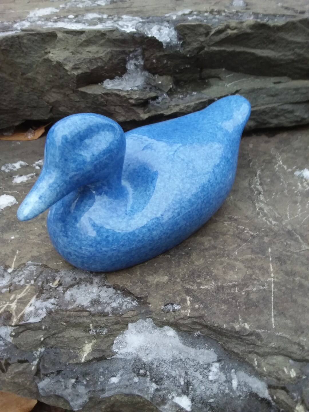 Vintage Blue Ceramic Duck Figurine From Calico China, Spongewear Type ...