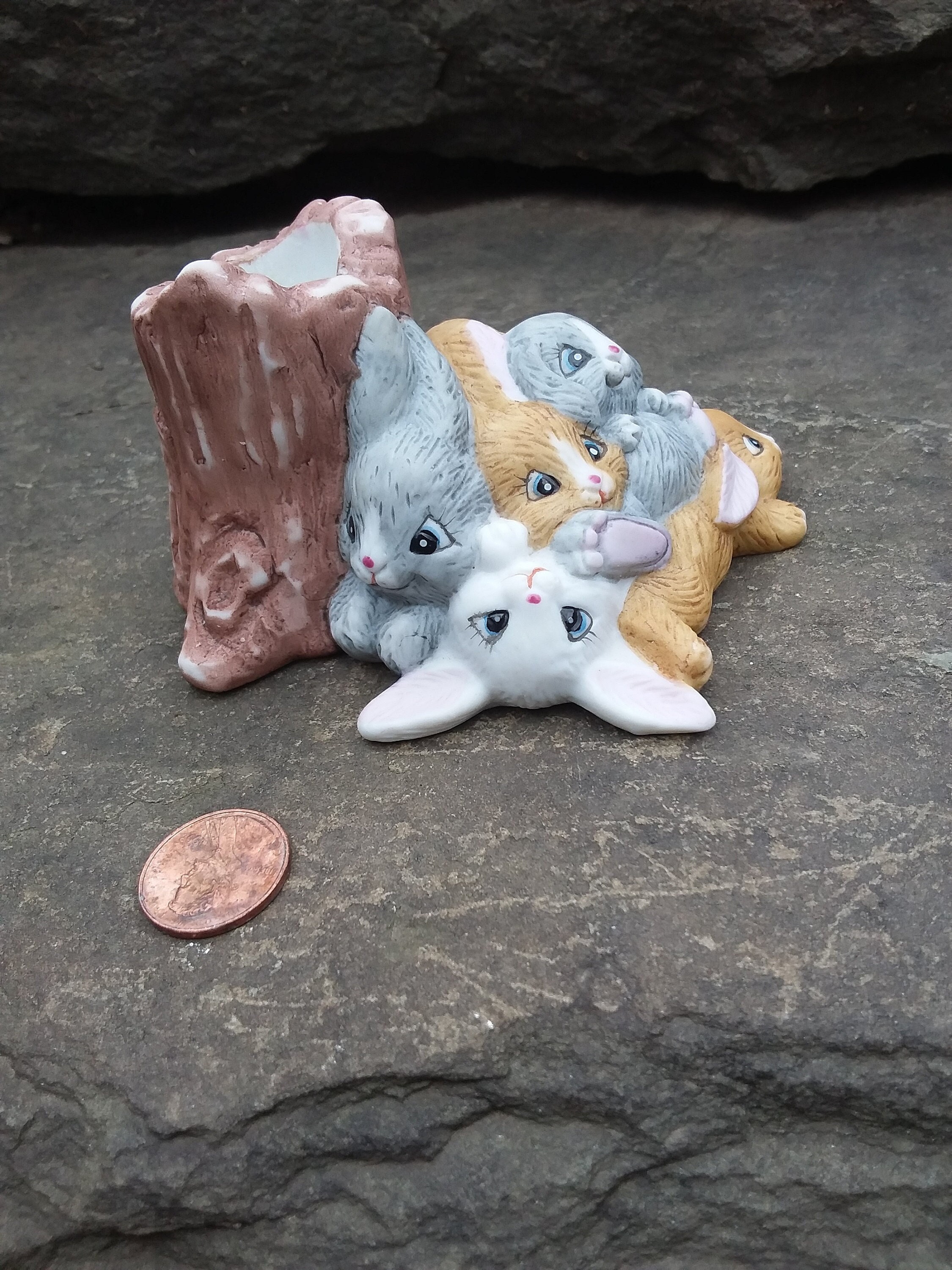 Vintage Pile of Bunny Rabbits Pillar Candle Holder WNS - Etsy