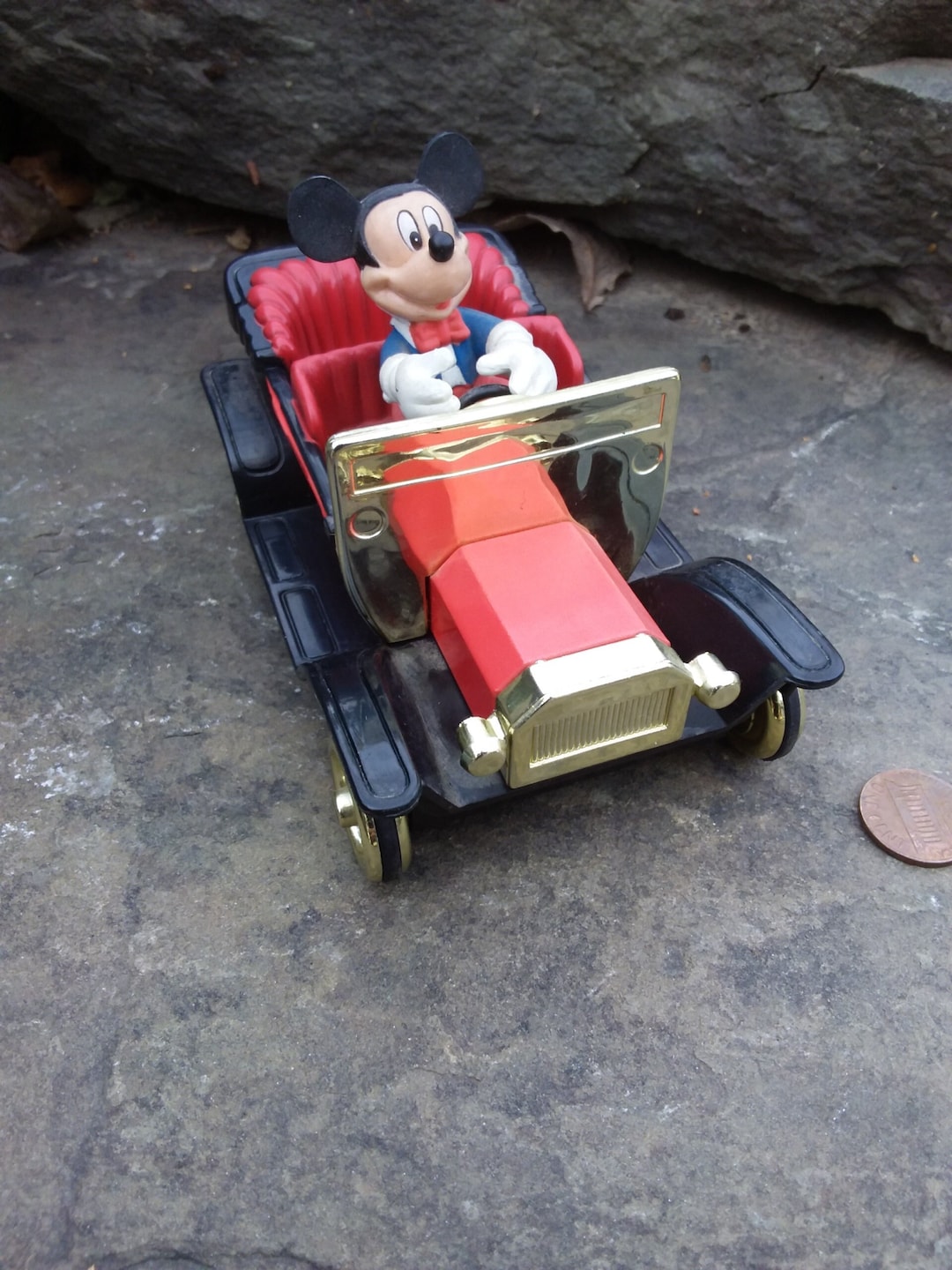 Vintage Mickey Mouse Red Convertible Car: Friction Toy - Etsy