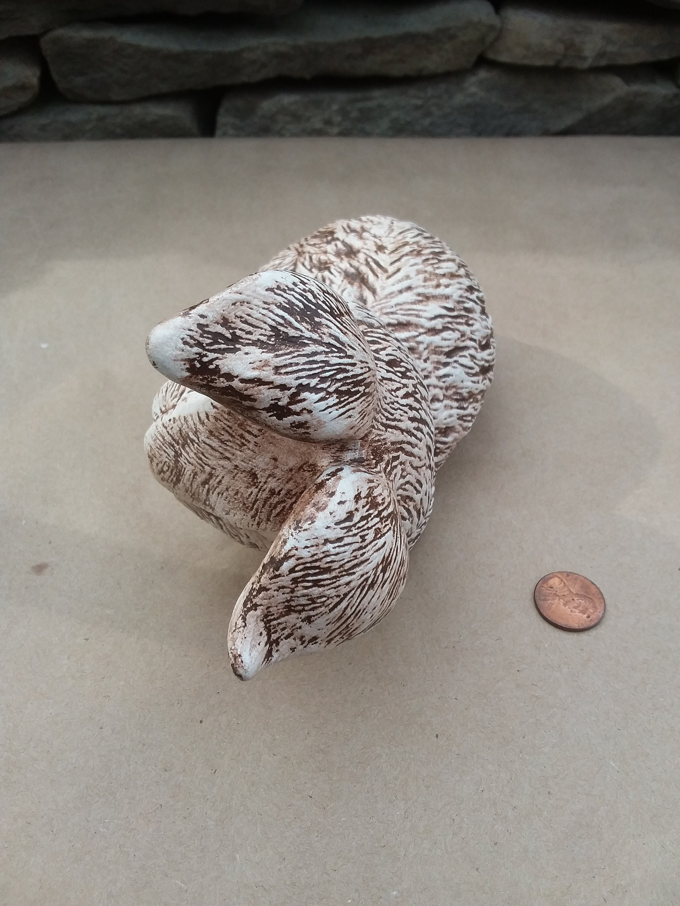 Vintage Sleeping Ceramic Brown Bunny Rabbit Figurine From Mold, 1981 - Etsy